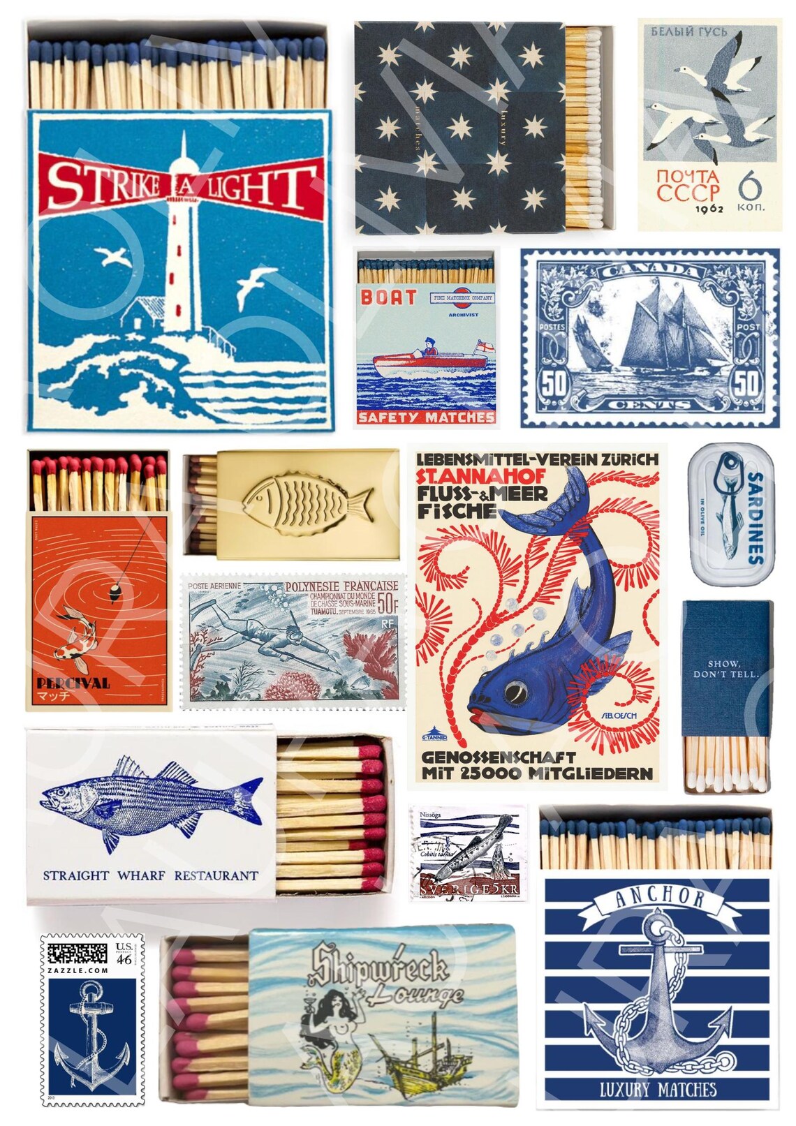 Seaside Matchstick-box Poster - Etsy