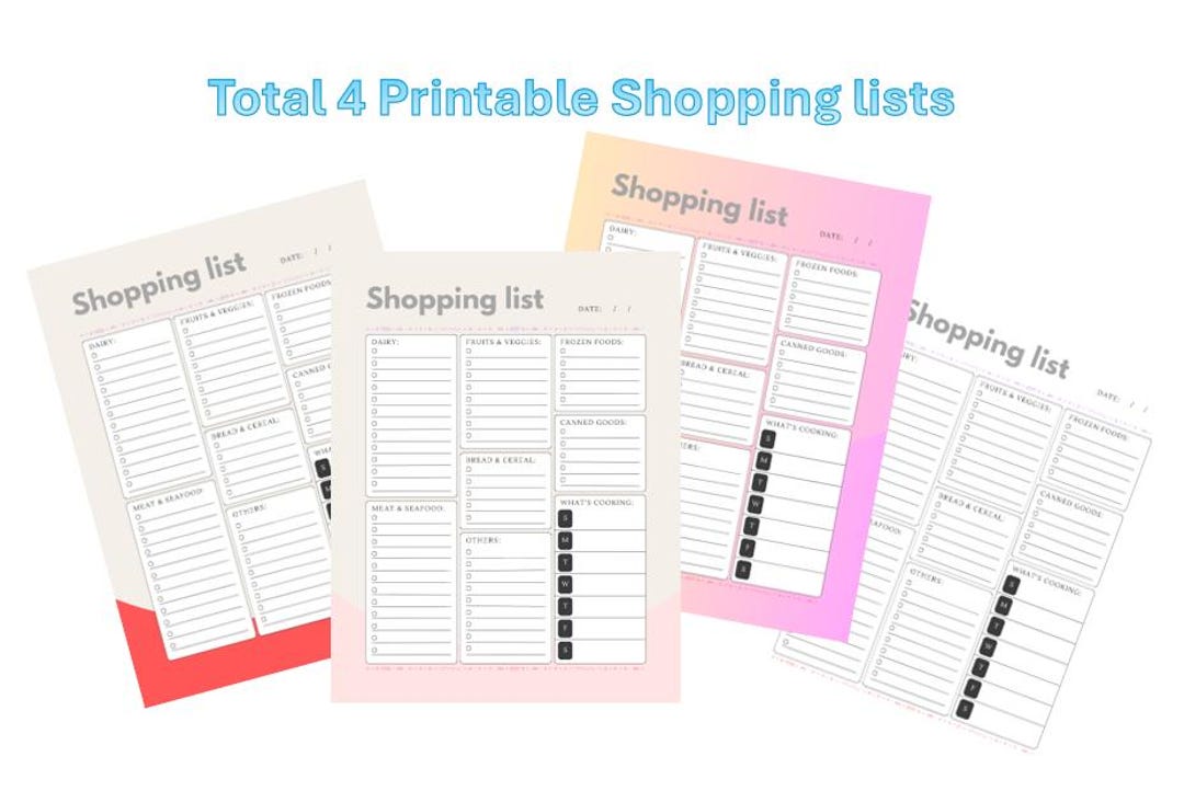 Printable Shopping Lists - Etsy