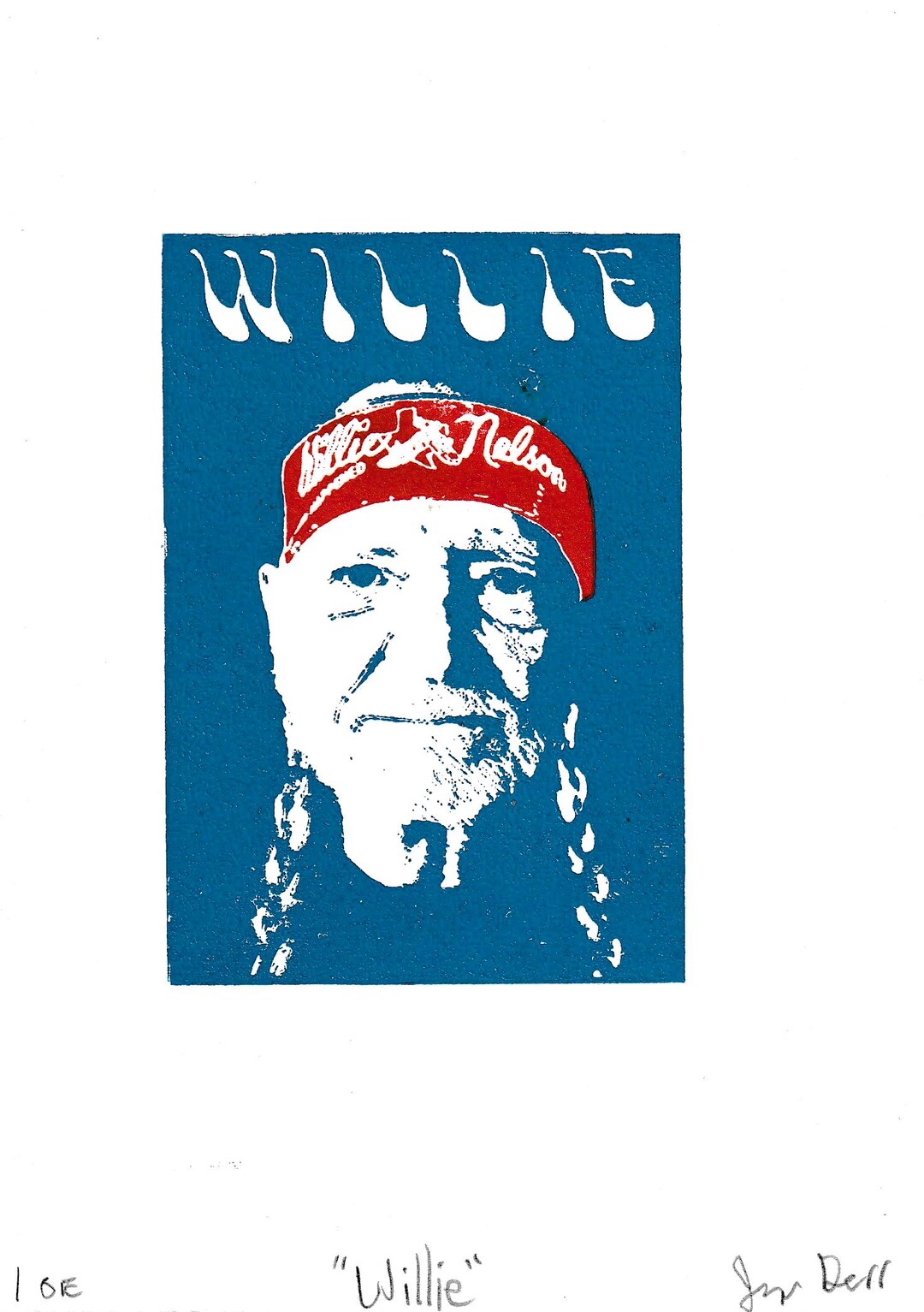 Willie Nelson Wood Block Print, Country Singer, Country Music, 2-color ...