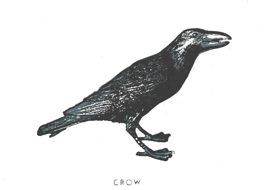 Crow Woodblock Print, 2-color Print, Relief Print, Crow, Bird, Cast ...