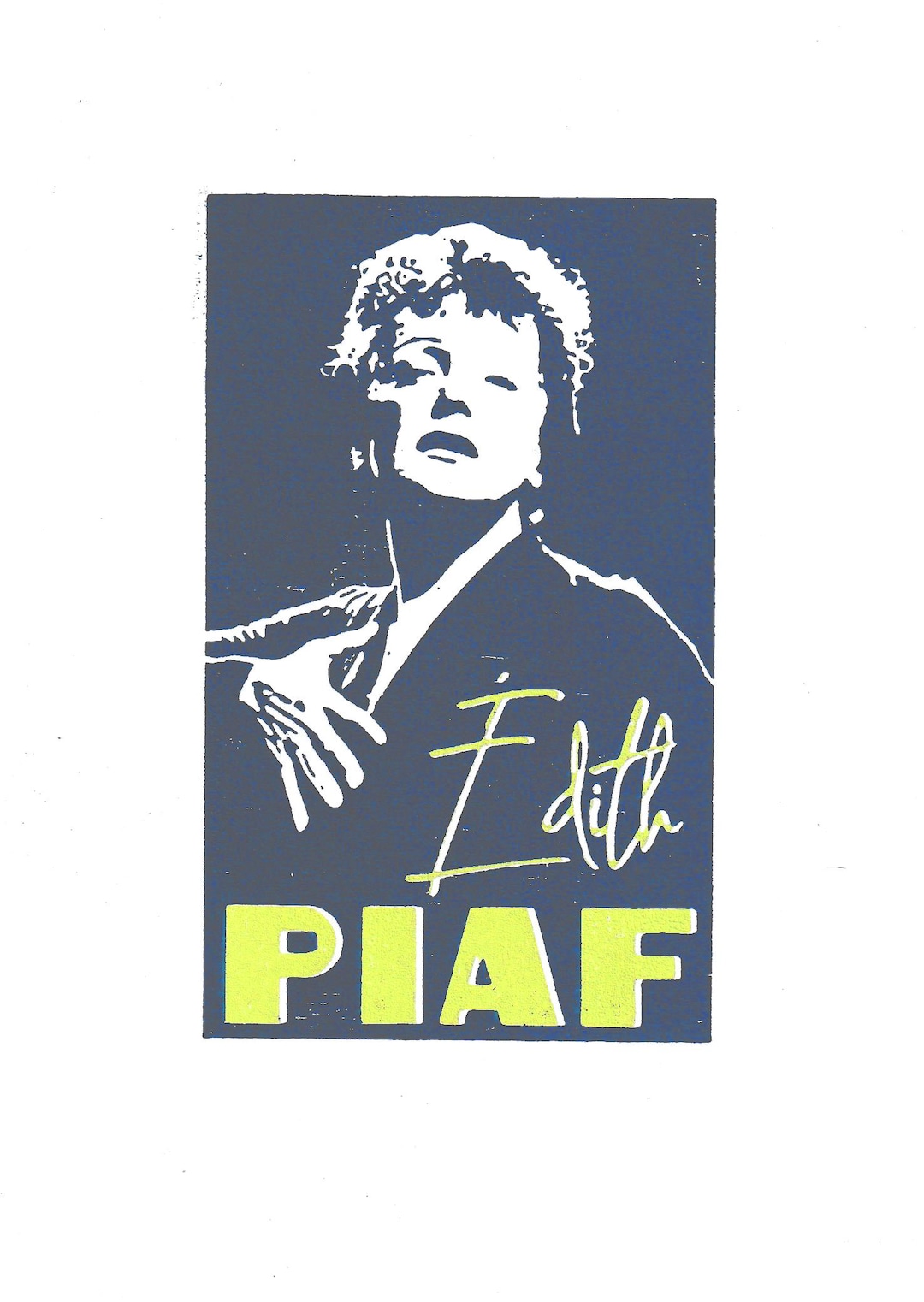 Edith Piaf Wood Block Print, French Singer, Retro, 2-color - Etsy