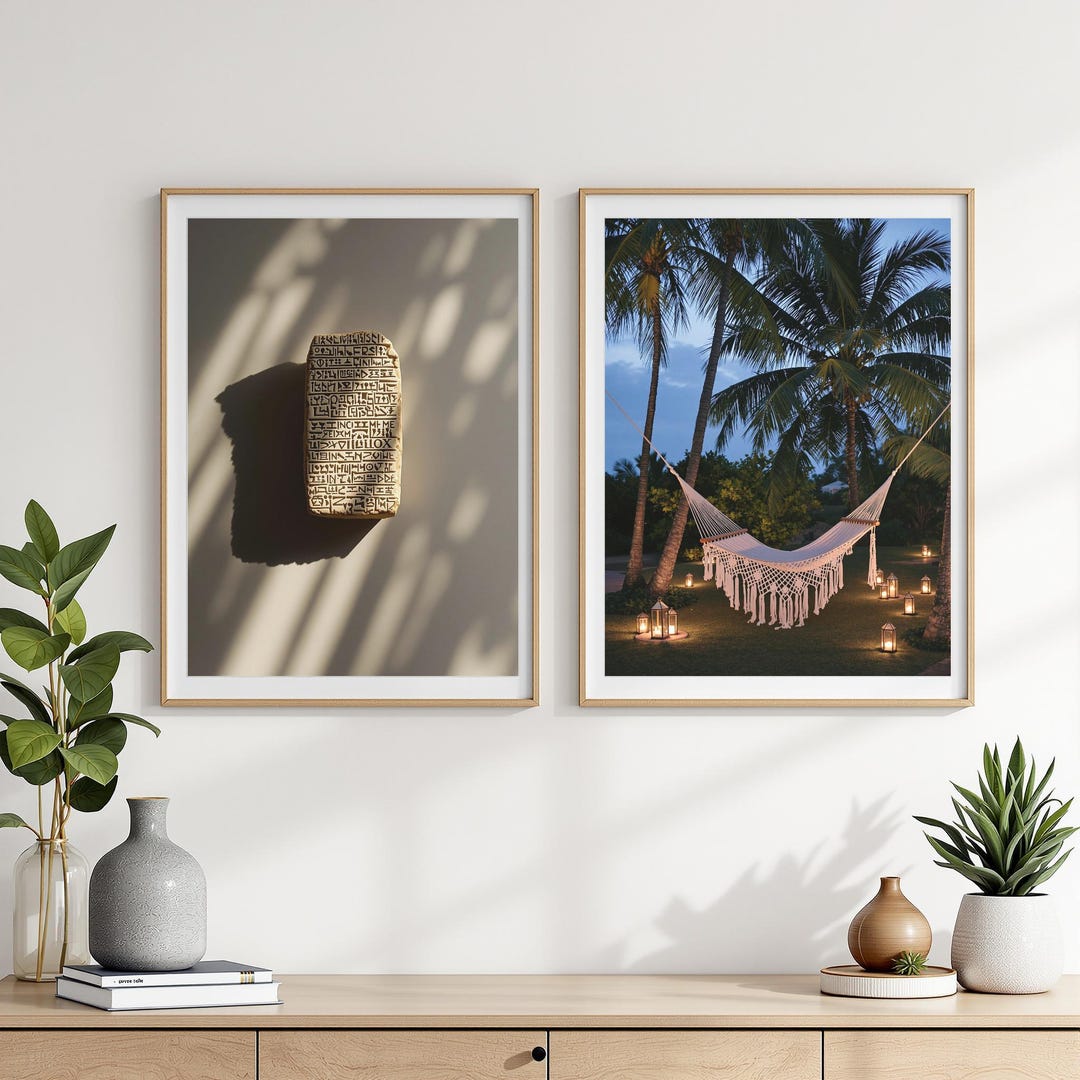 Tropical Palm Hammock & Ancient Babylonian Artifact Digital Print ...