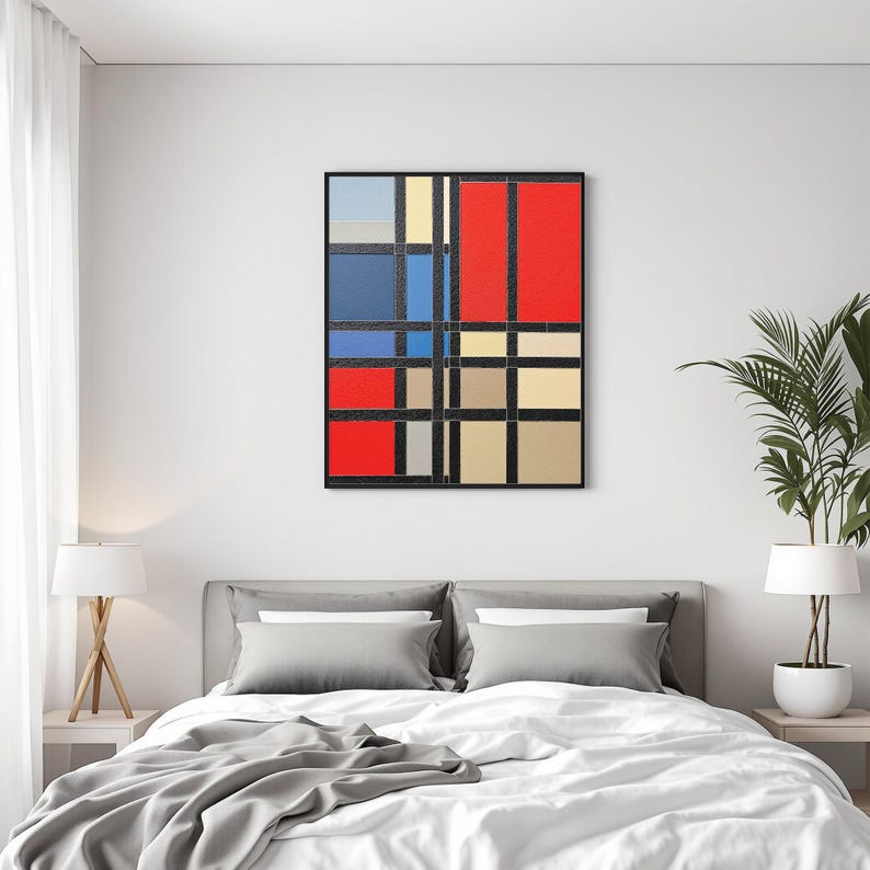 Piet Mondrian Inspired Digital Print | Modern Minimalist Geometric Wall ...