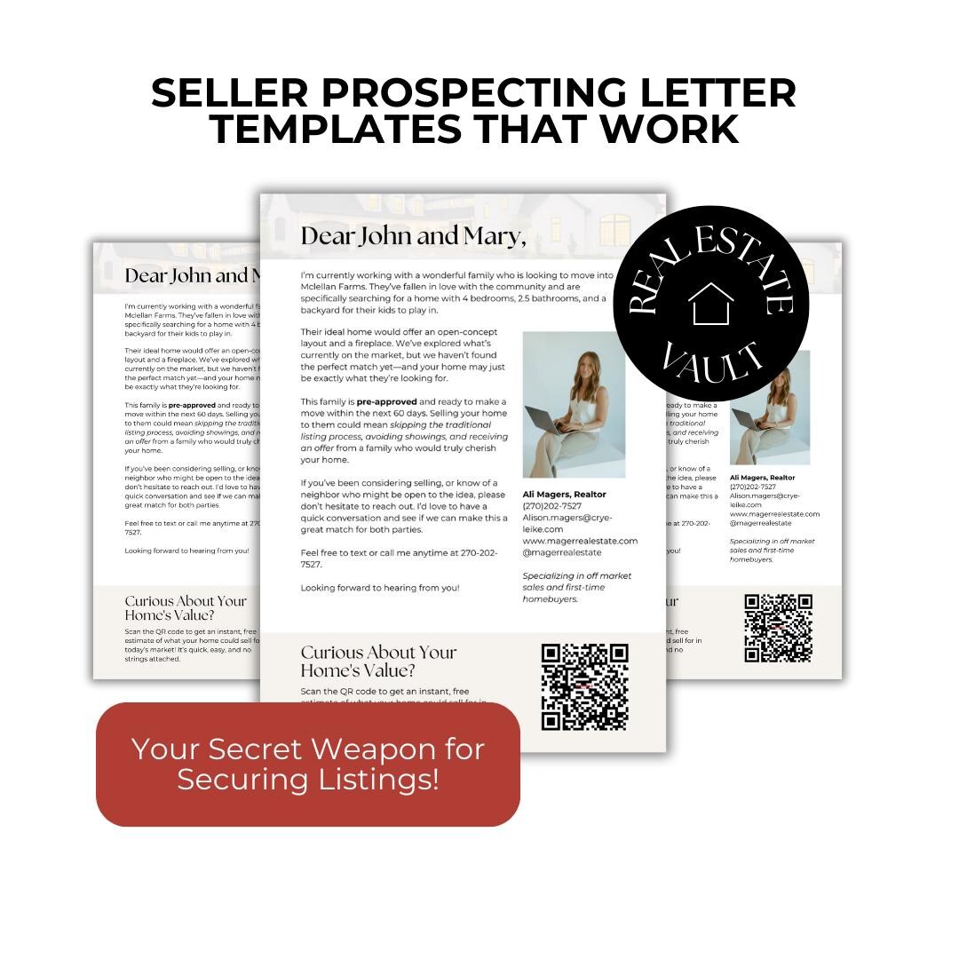 Real Estate Prospecting Letter Templates | Canva Editable Seller Letter ...