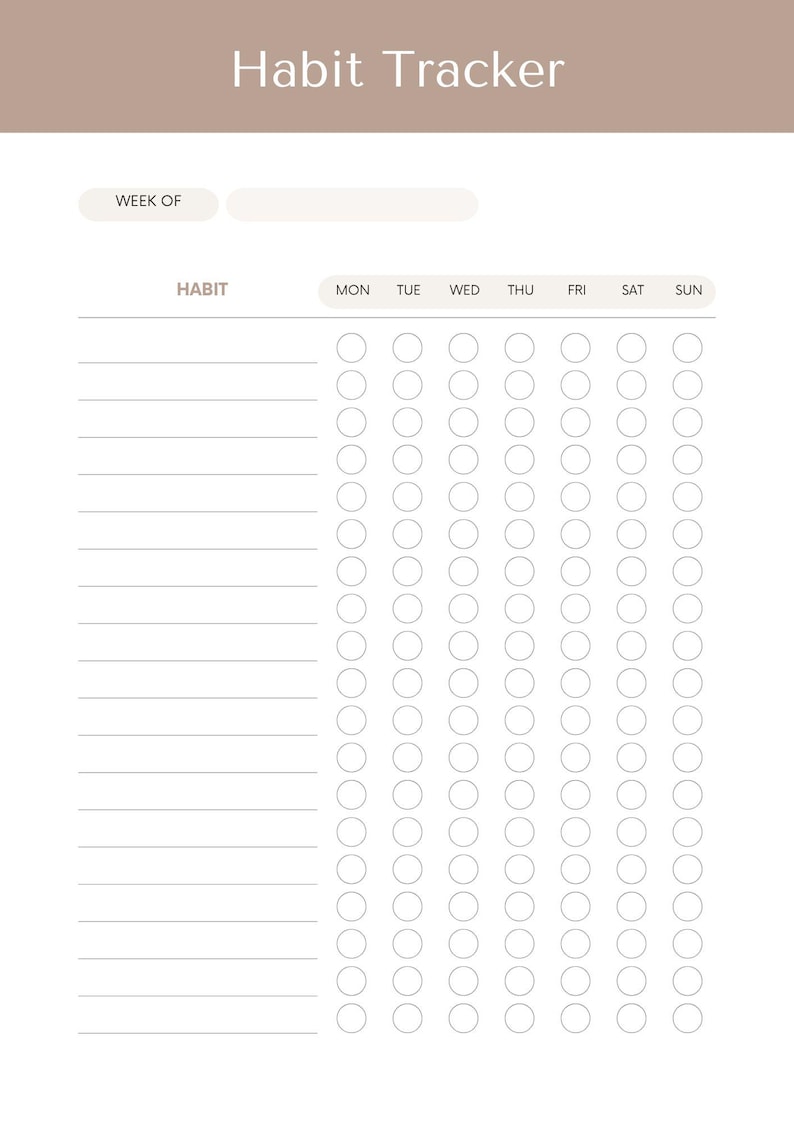 Weekly Habit Tracker Printable and Digital , Productivity Planner ...