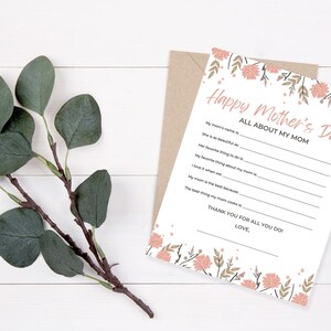 All About My Mom – Mother’s Day Printable | Digital Download PDF | Kids ...