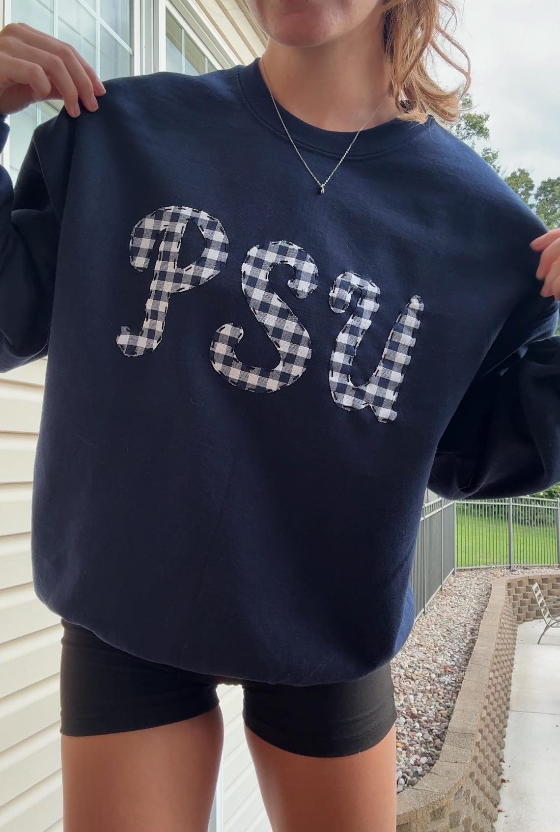 Handmade PSU Gingham Patch Crewneck | Penn State University Sweatshirt ...