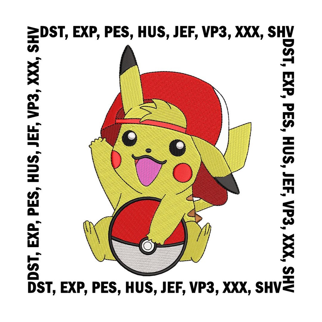Pikachu and Pokeball Embroidery Design, Pokemon Embroidery Files - 7 ...