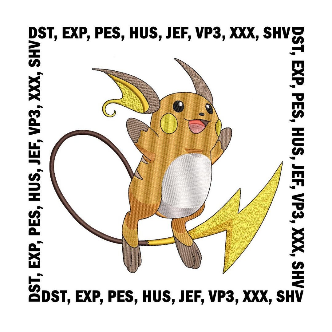Raichu Embroidery Design, Pokemon Embroidery Files - 6 Sizes, Digital ...