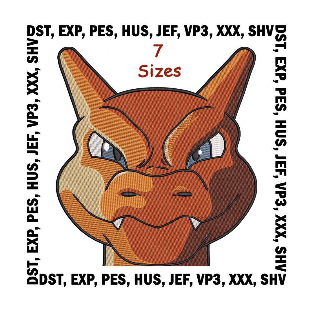 Charizard Face Embroidery Design, Pokemon Embroidery Files - 7 Sizes ...