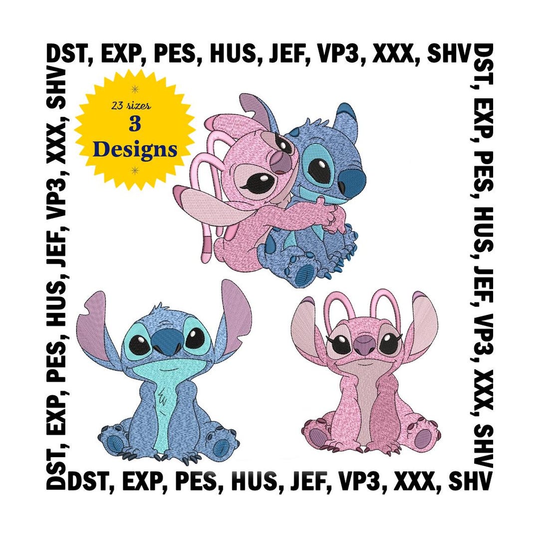 Stitch & Angel Embroidery Designs – Disney Couple, 23 Sizes (digital ...