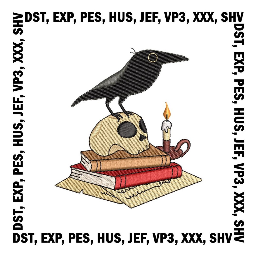 Crow Embroidery Design, Crow and Silence Embroidery Files - 4 Sizes ...