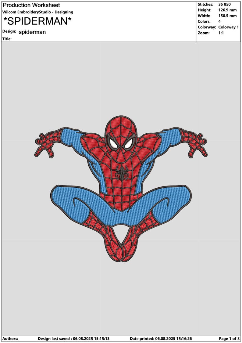 Spider-man Embroidery Design: Superhero Machine Embroidery File (PES ...