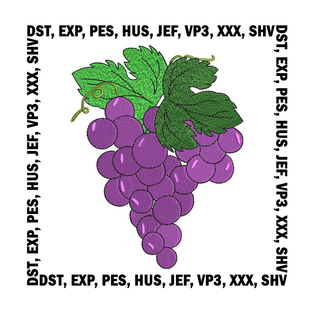 Grapes Embroidery Design, Fruit Embroidery Files - 8 Sizes, Digital ...