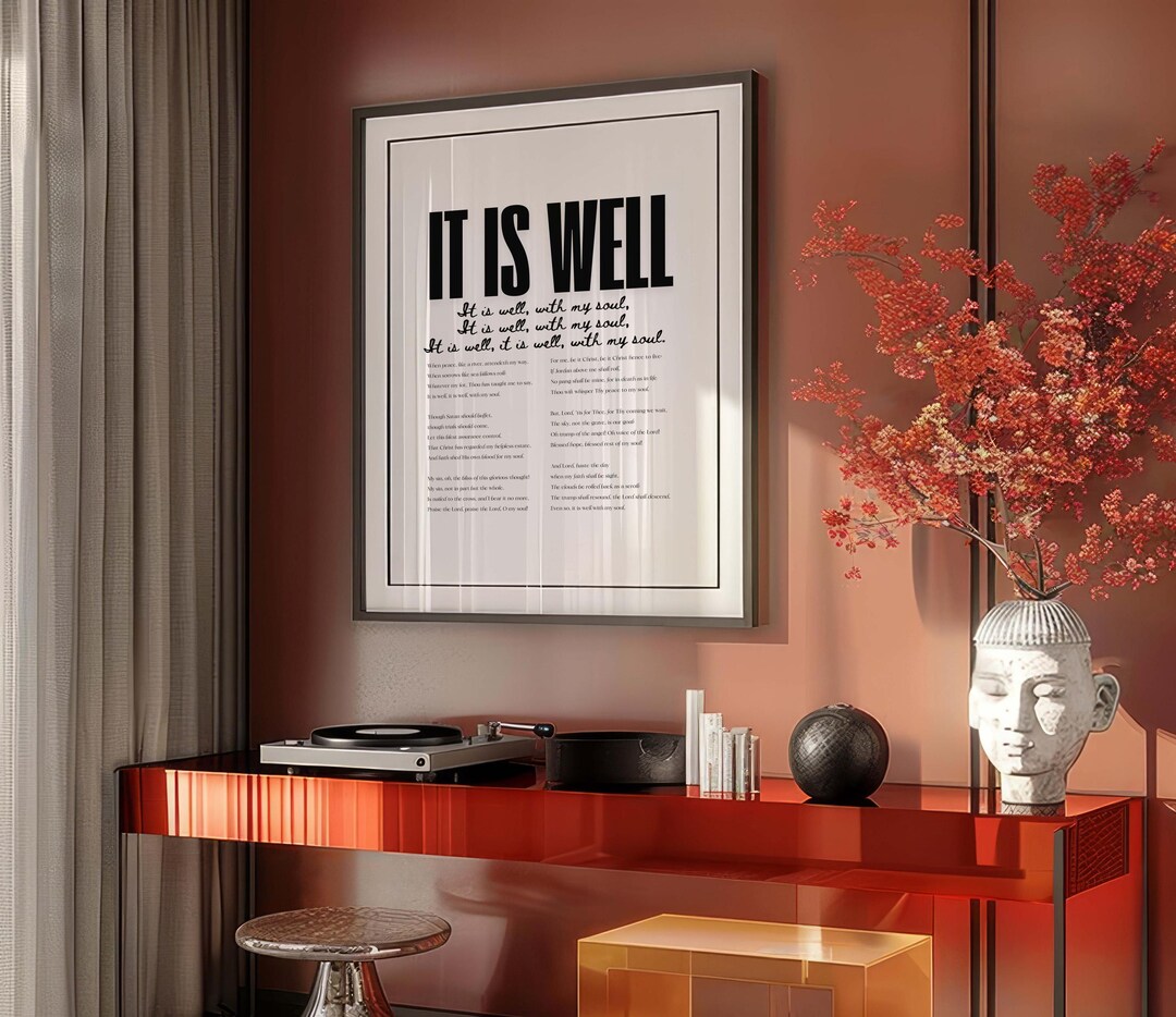 It is Well Hymn Song Lyric DIGITAL PRINT Vintage Image Bible Printed ...