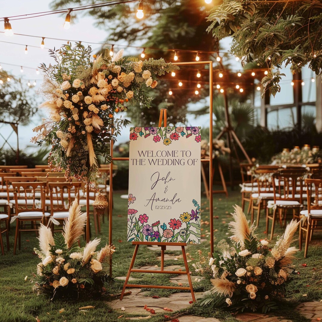 Wildflower Welcome to Our Wedding Sign, Modern Wedding, Garden Party ...