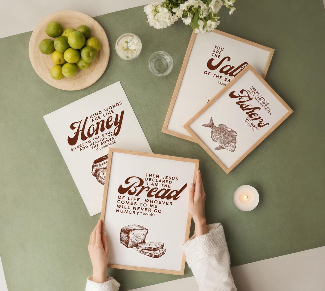 4 Pack Kitchen Bible Verse DIGITAL PRINT Vintage Image Bible Printed ...