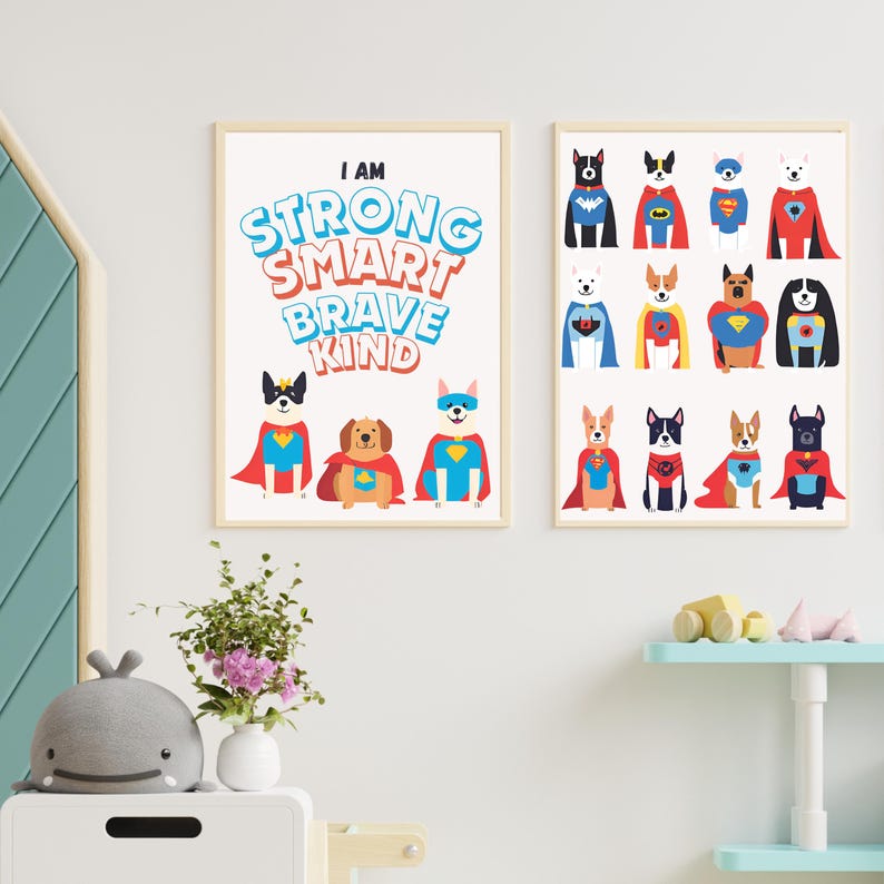 4 Pack Bundle Dog Superhero Classroom Nursery DIGITAL PRINT, School ...