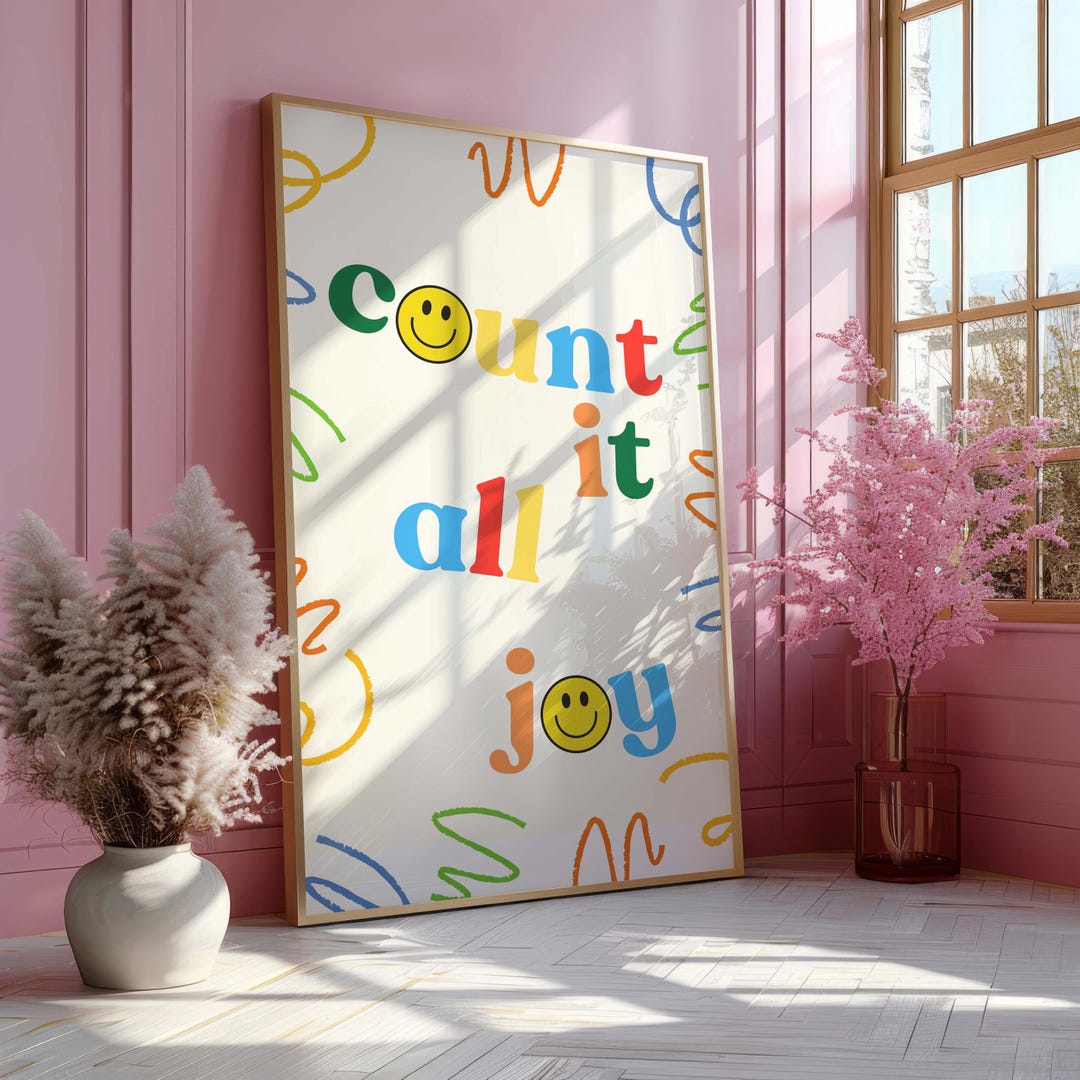 Count It All Joy Smiley DIGITAL PRINT Christian Wall Decor, Bible Wall ...