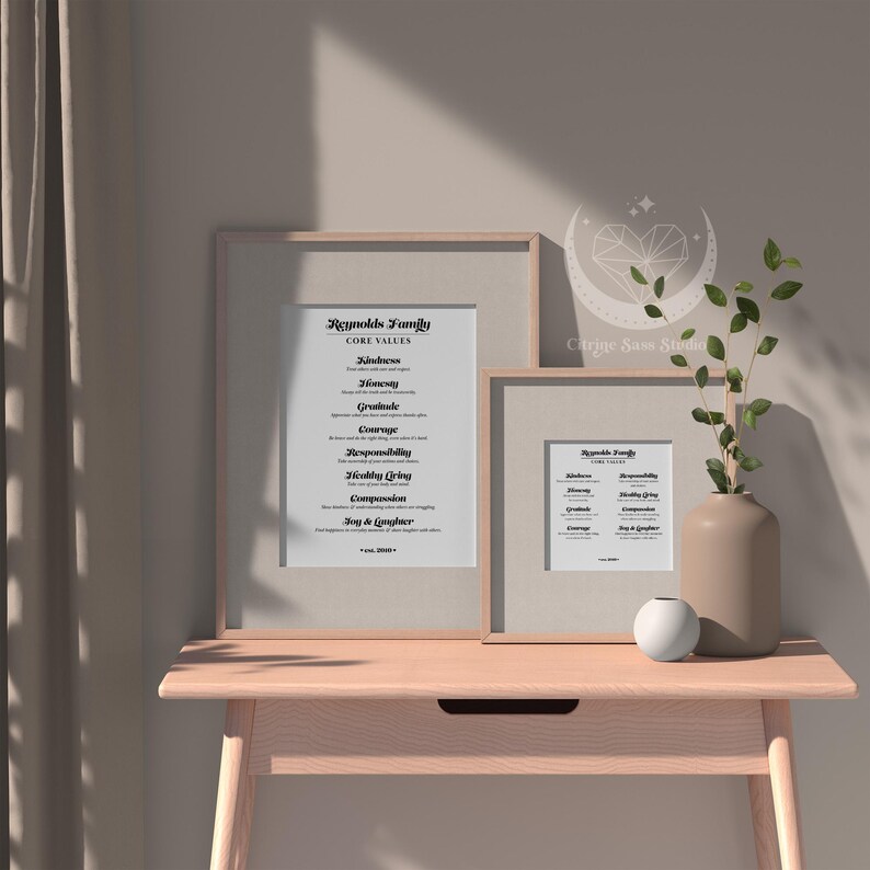 Personalized Family Core Values Print | Custom Family Motto Sign ...