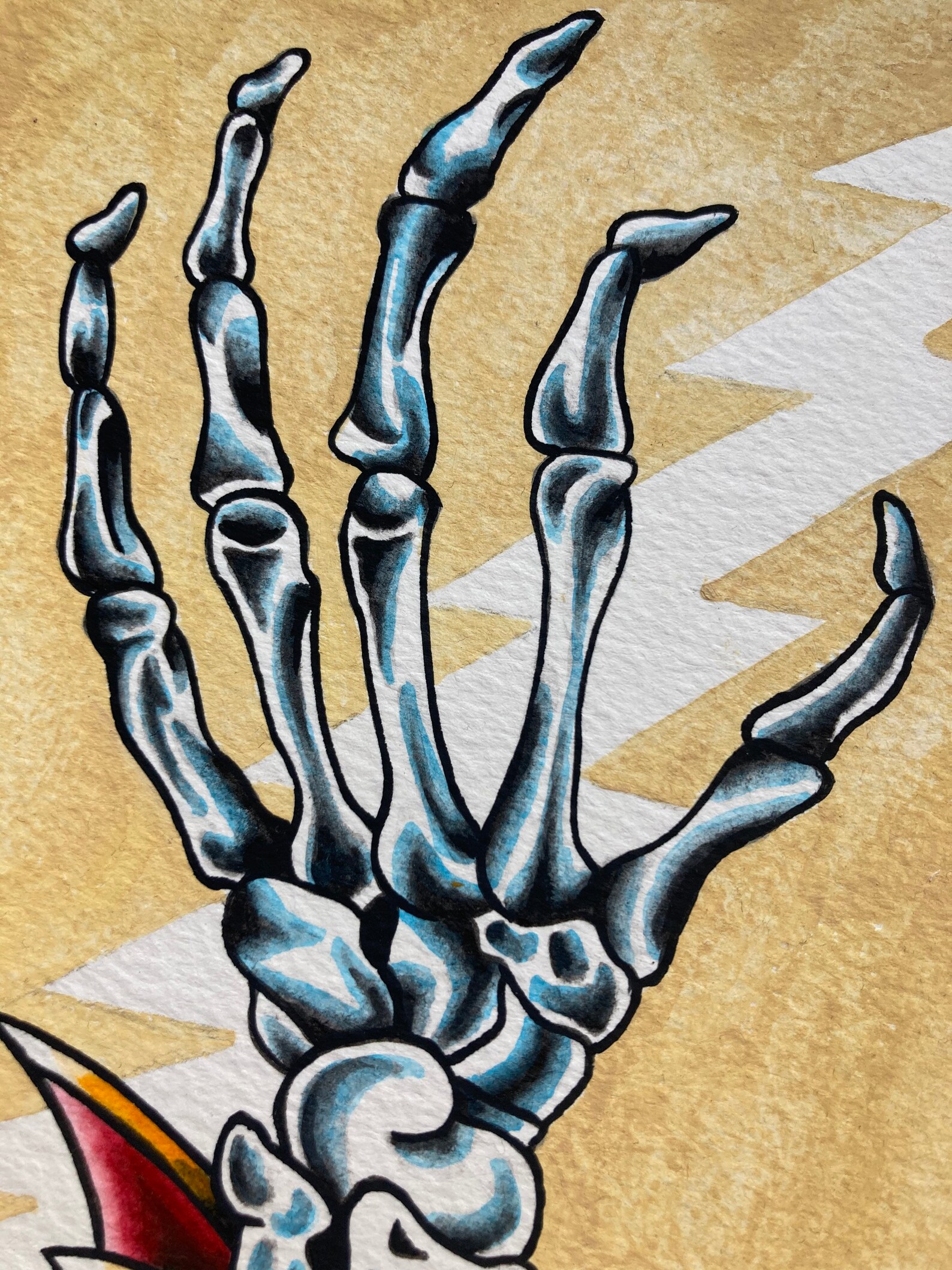 Half skeleton hand half living art - birthdaylopi