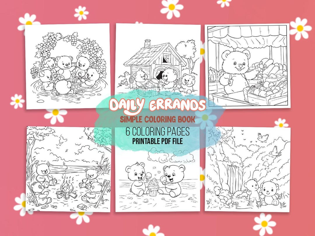 Cute Teddy Bear Coloring Book, Friendly Animal Colorin Pages, Daily ...