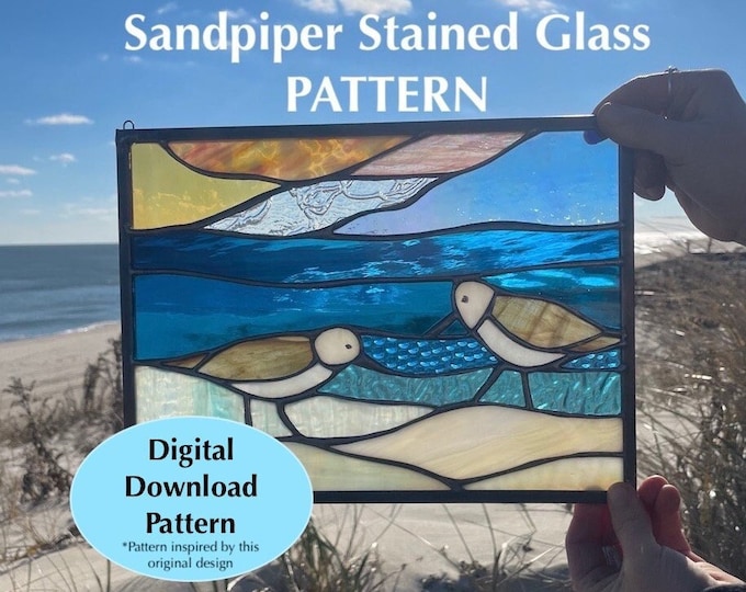 STAINED GLASS PATTERN, Sandpiper Stained Glass Pattern, Digital ...