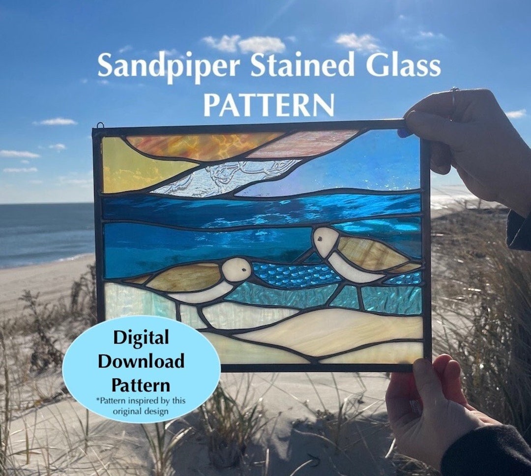 STAINED GLASS PATTERN, Sandpiper Stained Glass Pattern, Digital ...