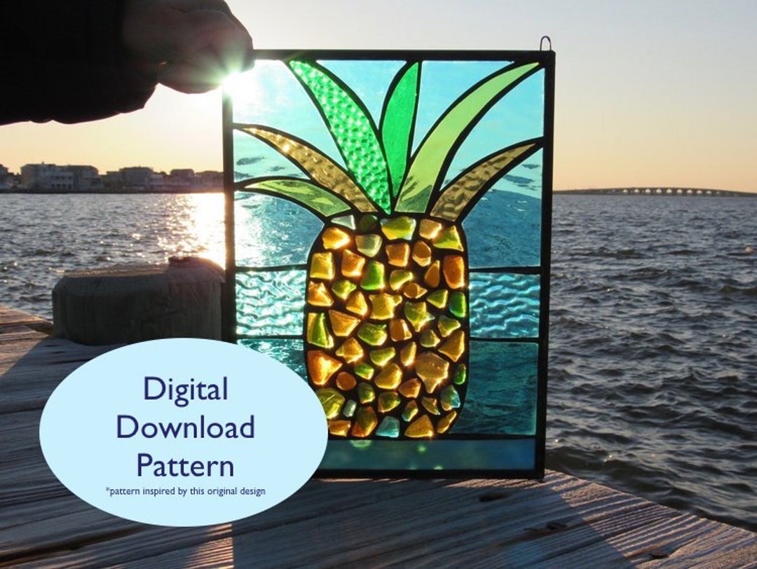STAINED GLASS PATTERN, Pineapple Stained Glass Pattern, Digital ...