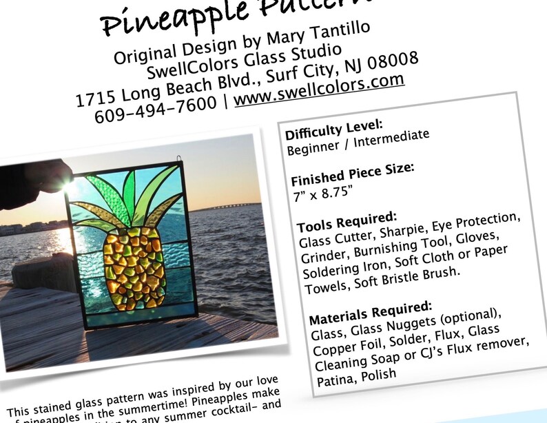 STAINED GLASS PATTERN Pineapple Stained Glass Pattern | Etsy