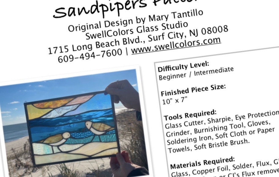 STAINED GLASS PATTERN, Sandpiper Stained Glass Pattern, Digital ...