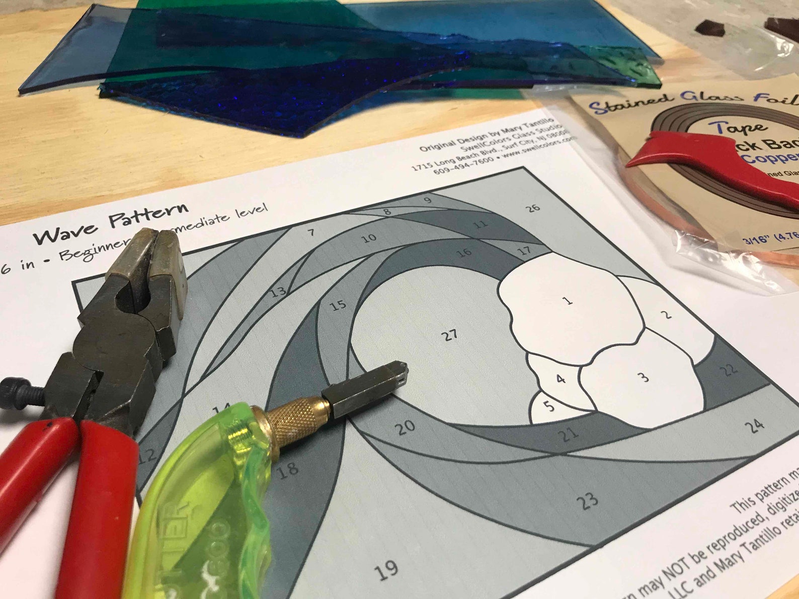 STAINED GLASS PATTERN Wave Stained Glass Pattern Digital - Etsy