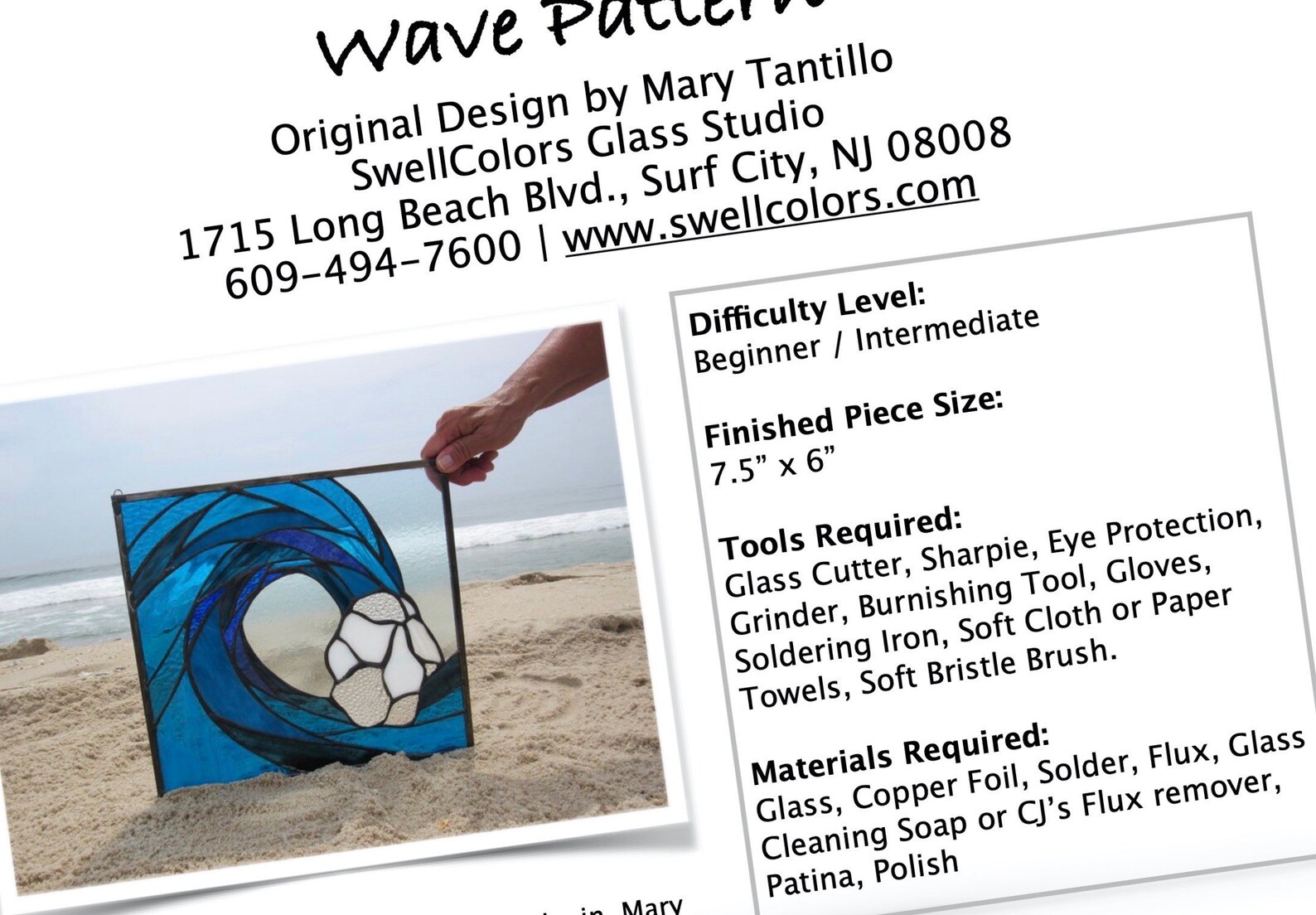 STAINED GLASS PATTERN Wave Stained Glass Pattern Digital - Etsy