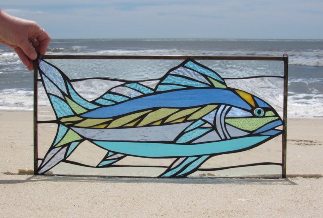 FISH STAINED GLASS Window, Ocean Vibes, Modern Glass, Coastal Decor ...