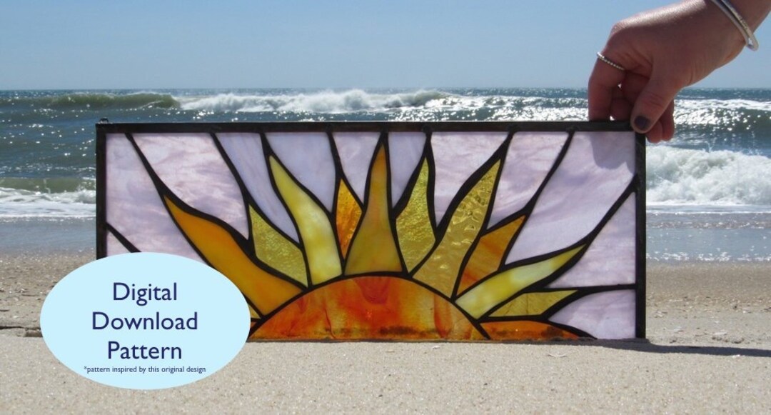 STAINED GLASS PATTERN, Simple Sun Stained Glass Pattern, Digital ...