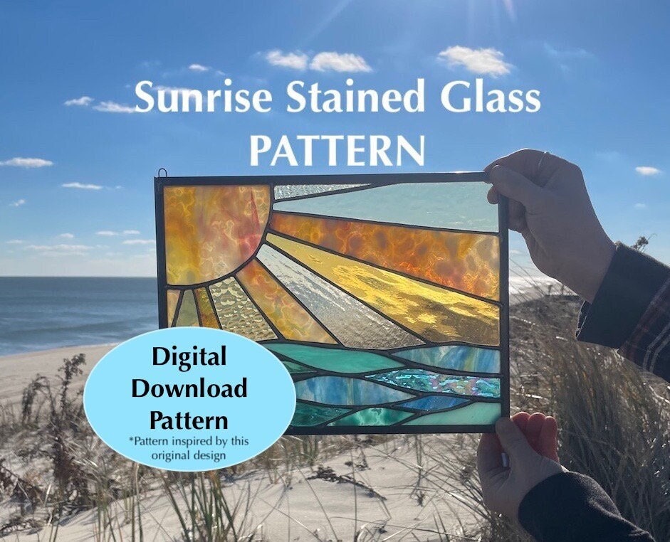 STAINED GLASS PATTERN, Sunrise Stained Glass Pattern, Digital Download ...