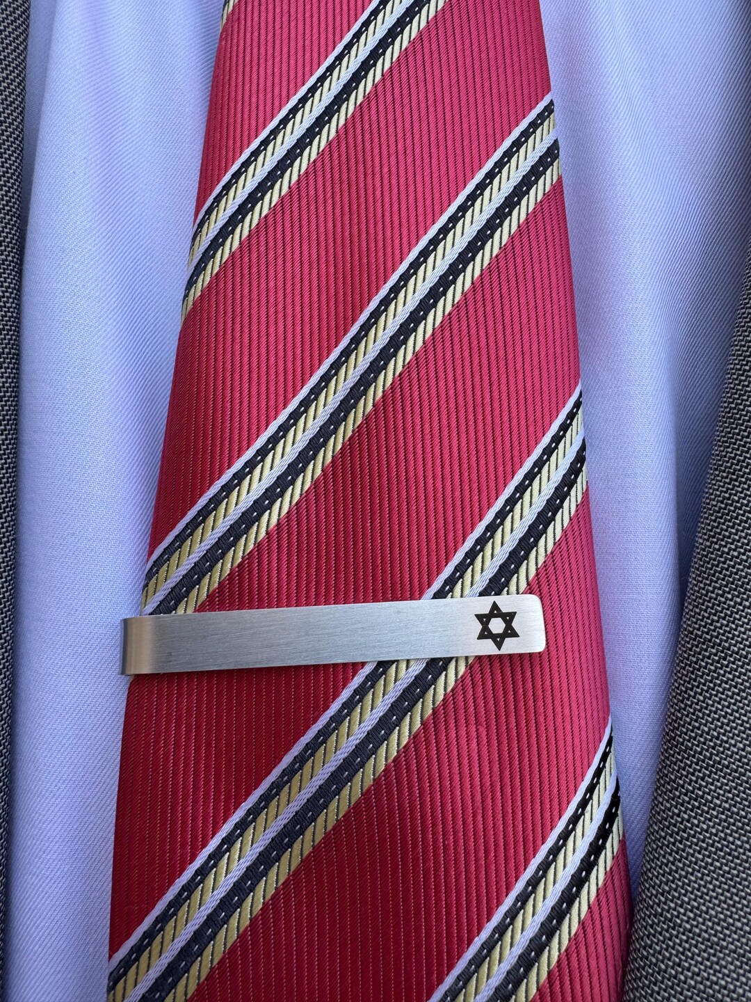 Star of David Tie Bar Jewish Tie Clip Stainless Steel Judaica Gift Bar ...