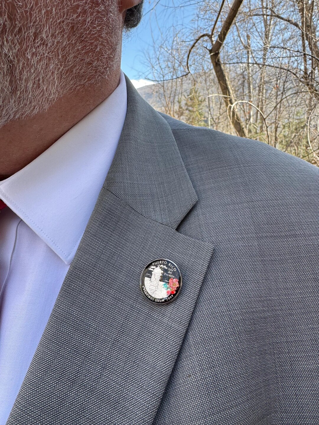 Hand-painted Puerto Rico Coin Lapel Pin Unique Caribbean Souvenir ...