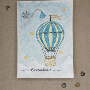 New Baby Congratulations. Baby Shower Card. Hand Painted Watercolor ...