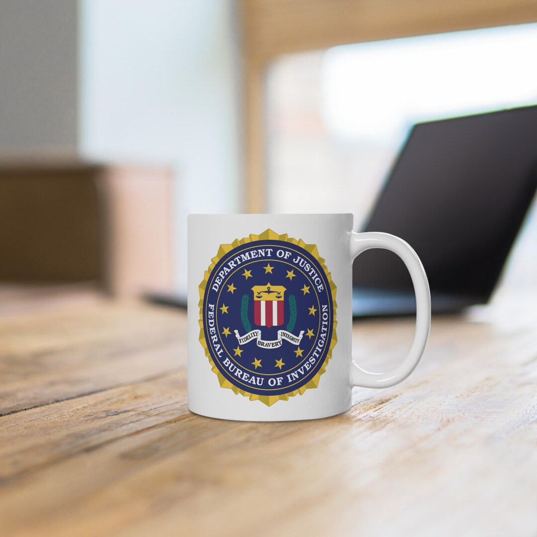 FBI Logo Ceramic Mug, Law Enforcement Coffee Cup, Police Badge Tea Mug ...