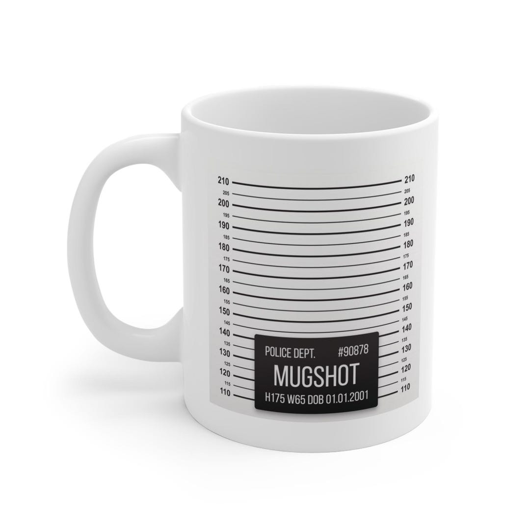 Ceramic Mug - Mugshot Fingerprints Police, Detective Cup Novelty Gift ...