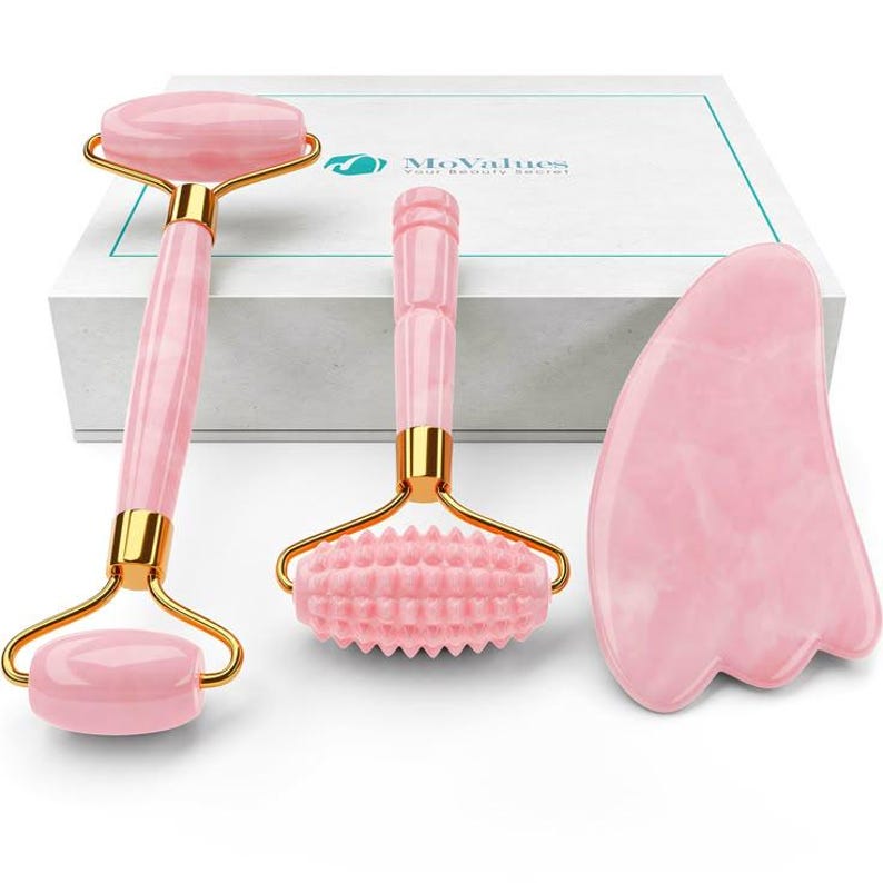Jade Roller & Gua Sha Set Facial Massage Tools for Radiant Skin - Anti ...
