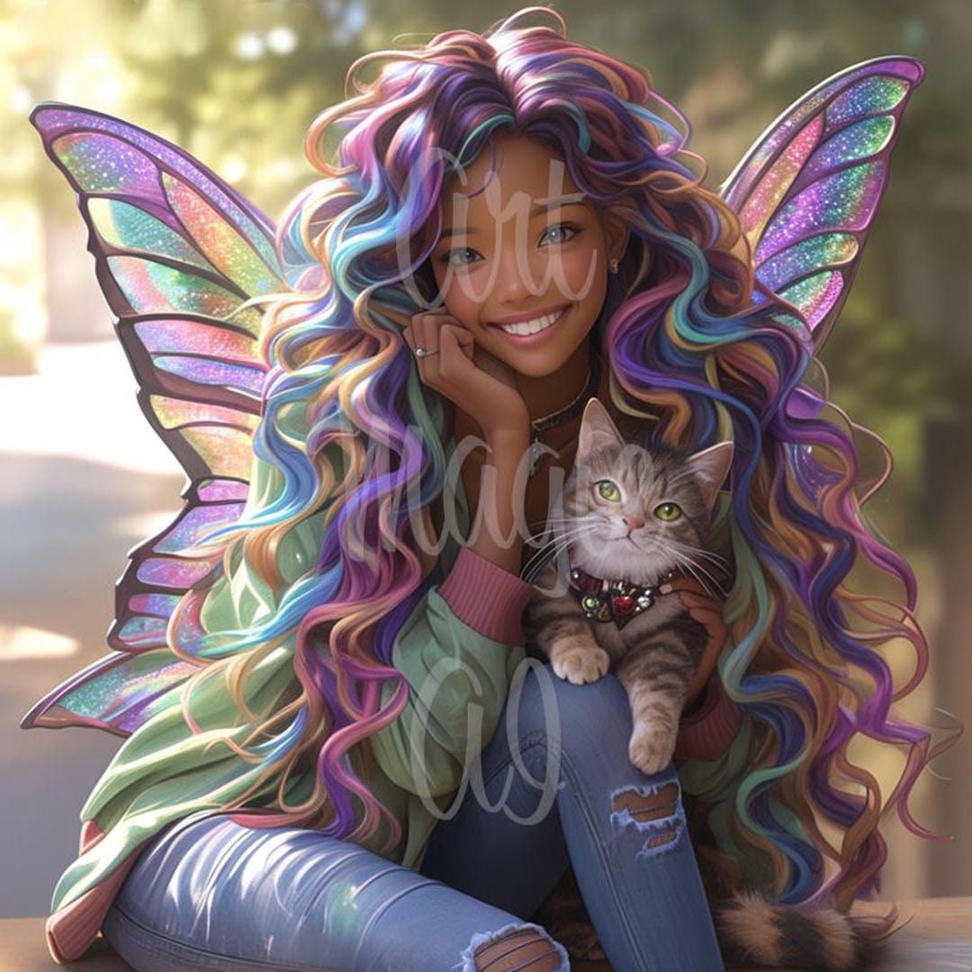 A Cat's Magical Companion Digital Art Printable Image AI Art Commercial ...