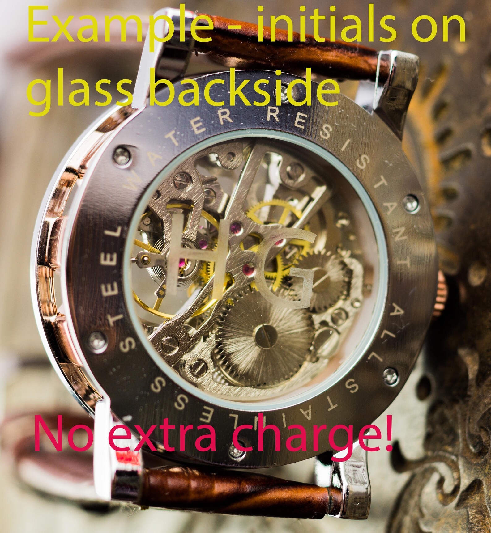 Leather Watch Strap Skeleton Watch Anniversary Gifts - Etsy