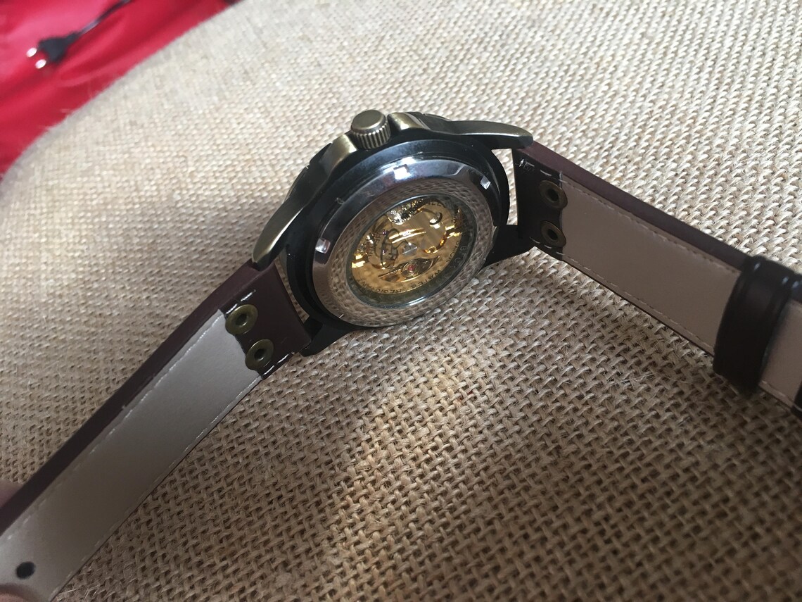 Leather Watch Strap Skeleton Watch Anniversary Gifts - Etsy