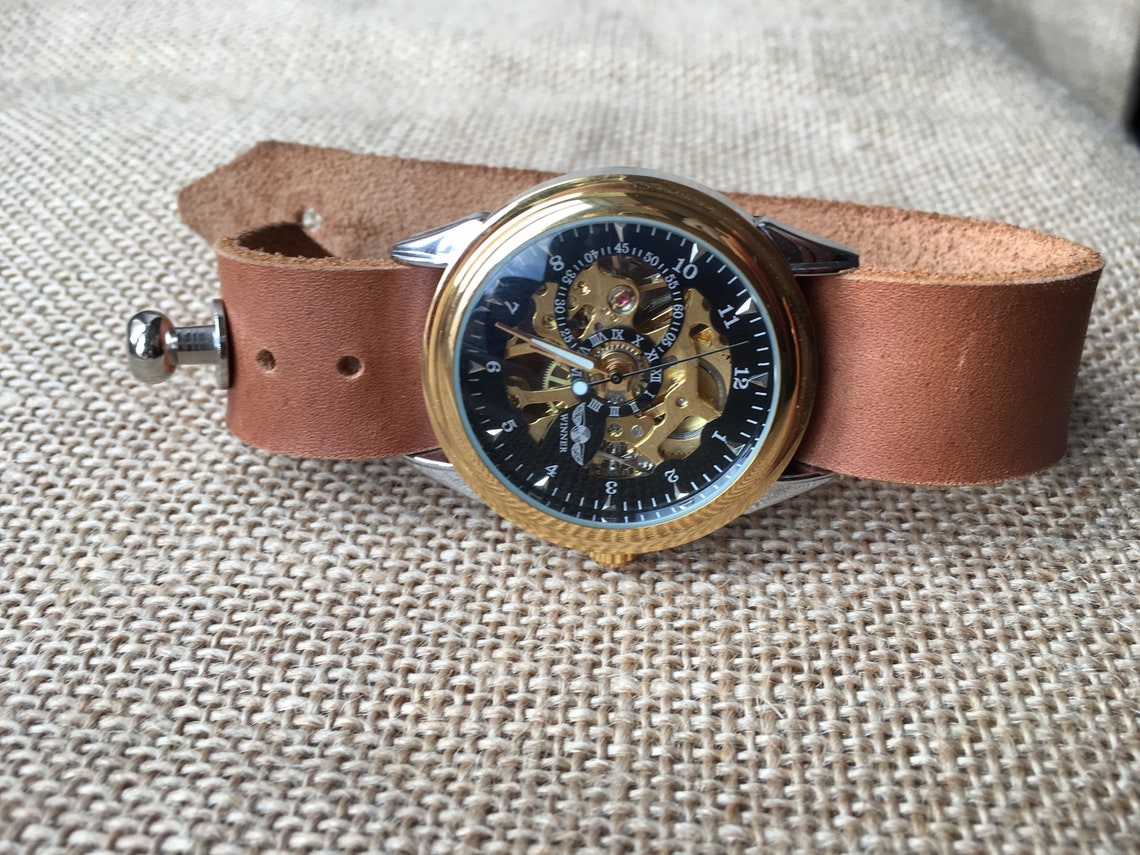 Engraved watch Personalized watch skeleton watch | Etsy