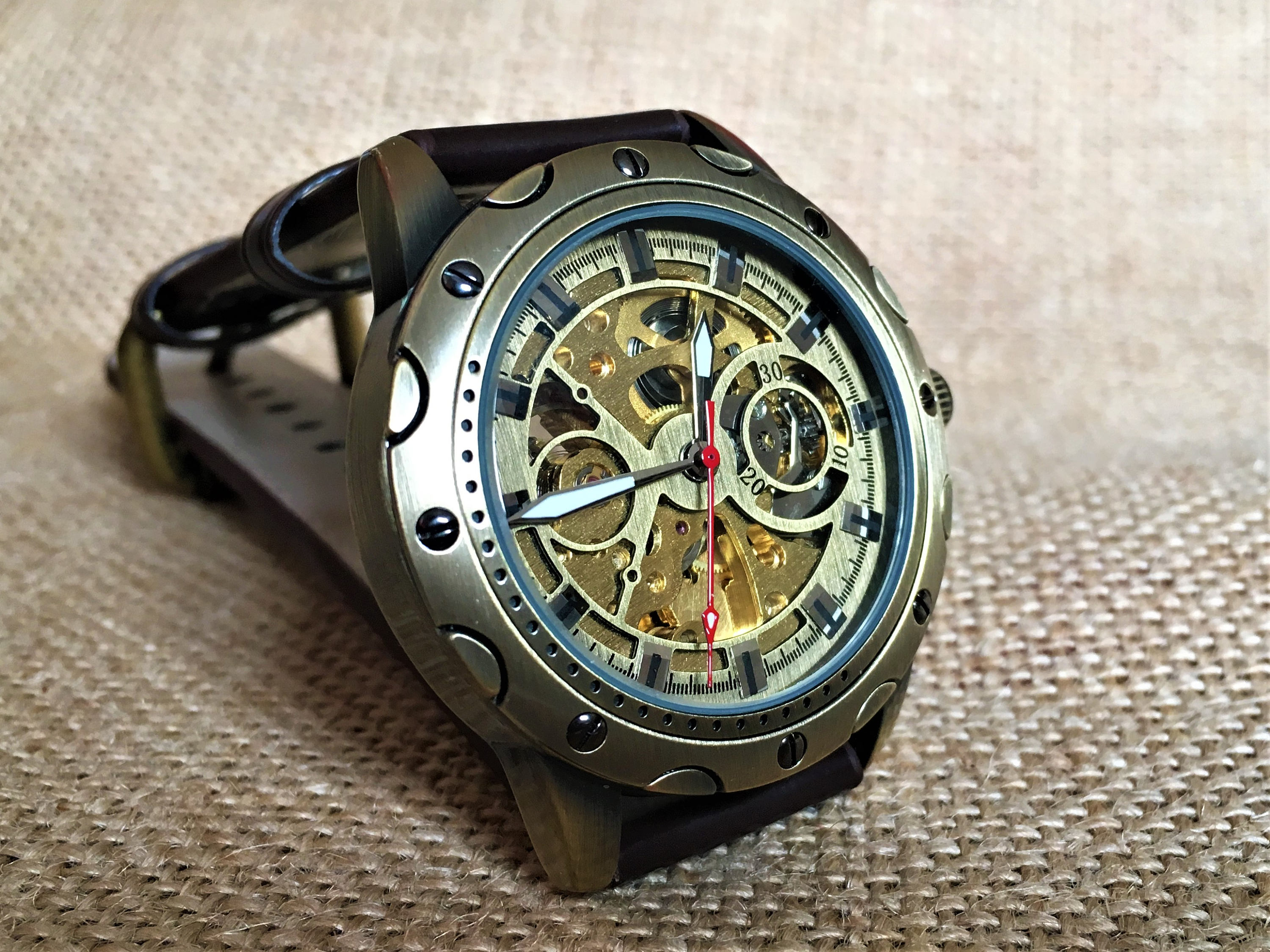 Leather Watch Strap Skeleton Watch Anniversary Gifts - Etsy