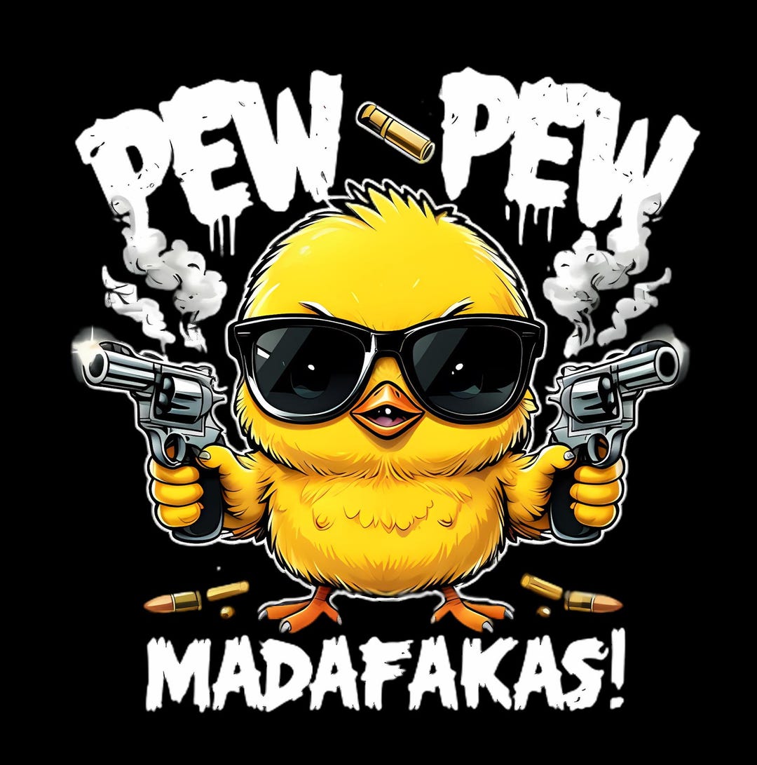 Pew Pew Madafakas T-shirt Design PNG| Funny Bird With Guns | Digital ...