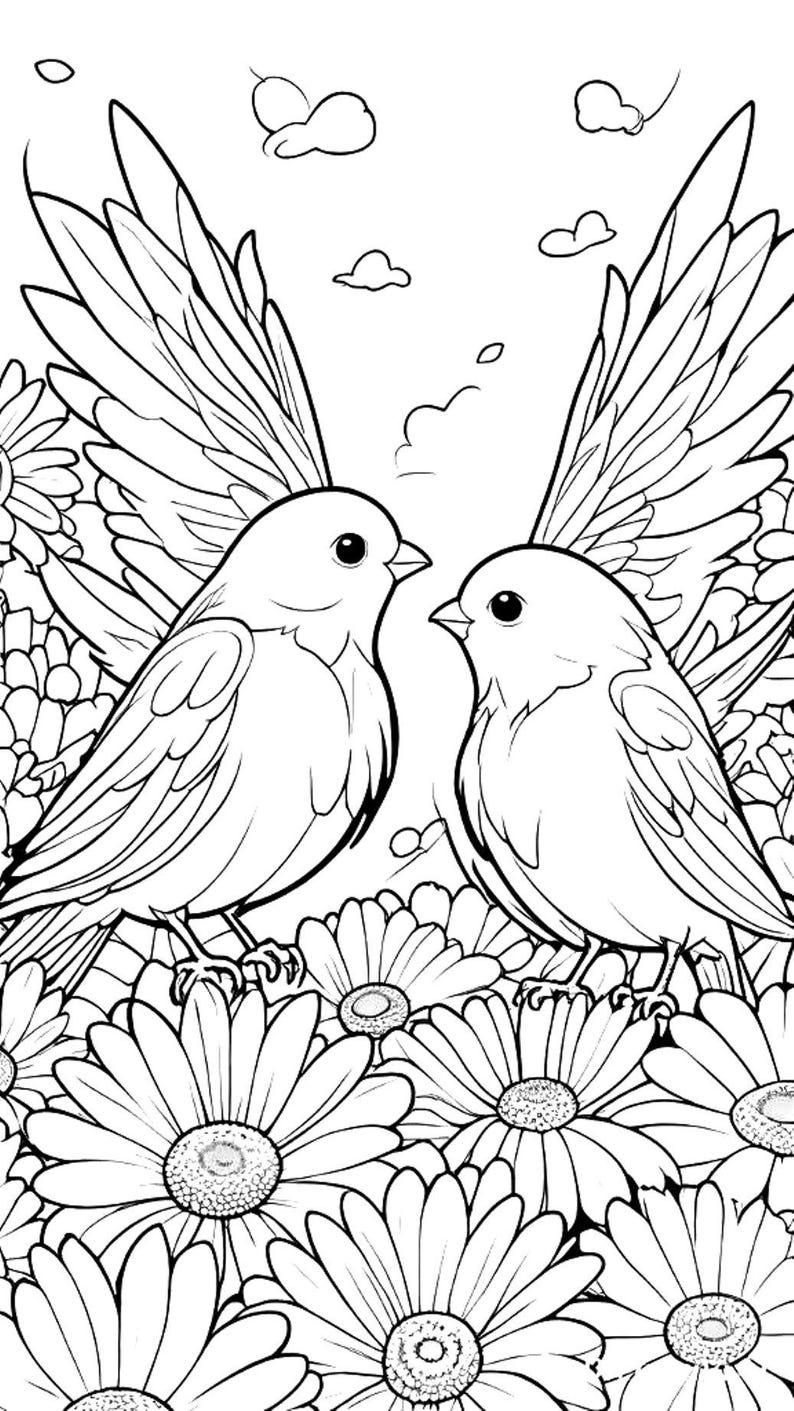 50 Cute Bird Art Coloring Pages – Fun and Relaxing Printable for Kids ...