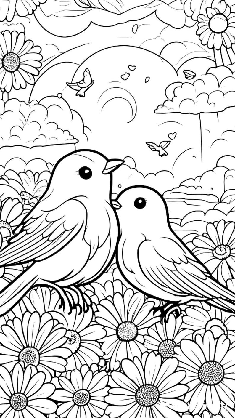 50 Cute Bird Art Coloring Pages – Fun and Relaxing Printable for Kids ...